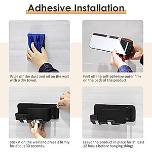 Hair Dryer Holder Wall Mounted - Bathroom Hair Tools Organizer with Hooks and Cup for Blow Dryer and Hair Straighteners - Bath Supplies Tray Stand Makeup Toiletries Storage Bracket for Space Saving