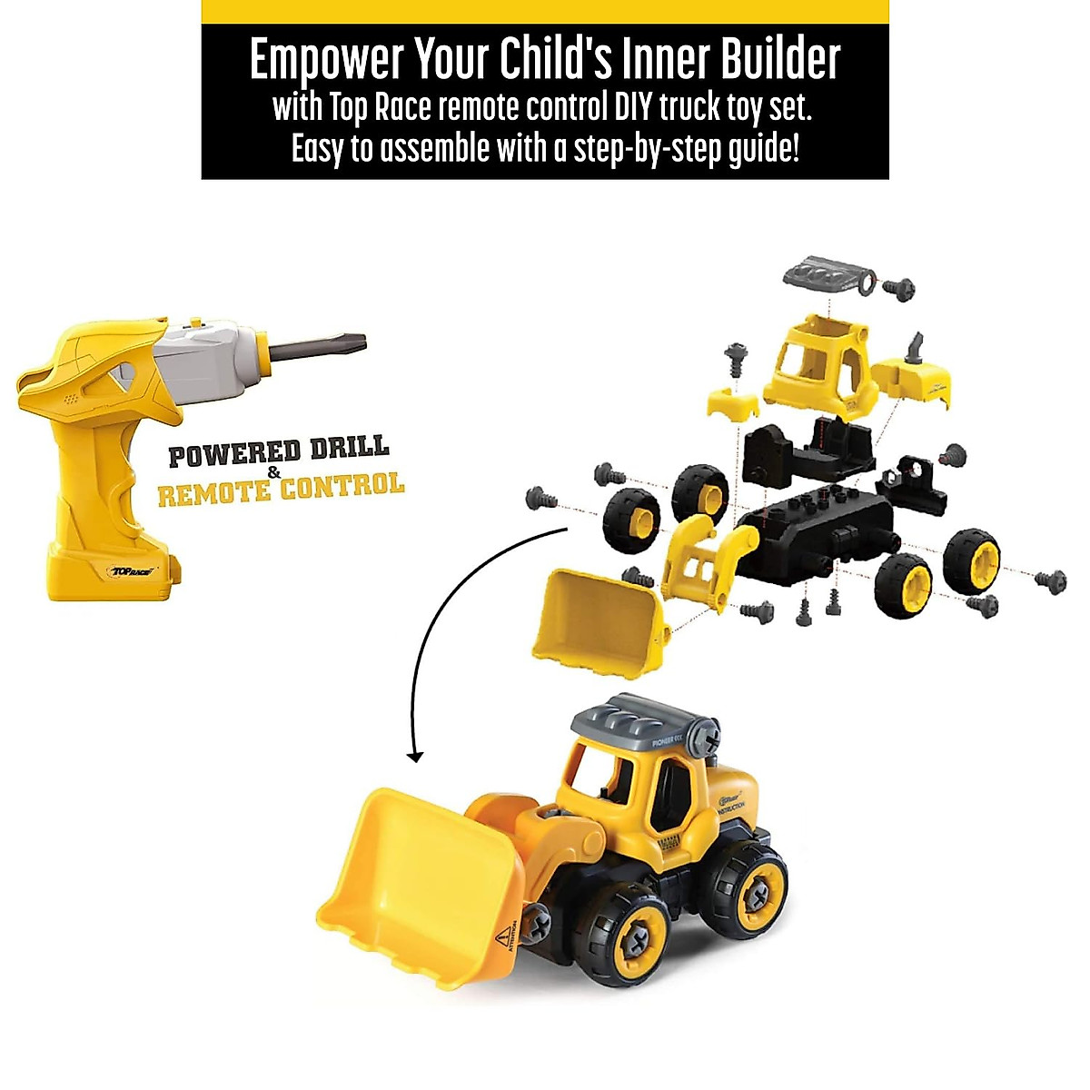 Construction Toys ︱Building Take Apart Toys with Electric Drill ︱Converts to Remote Control Car︱3 in 1 Take Apart Vehicles for Toddlers and Boys 3,4,5,6,7 Years Old ︱Truck Toys as