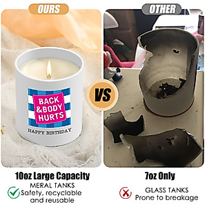 Birthday Candle Gifts, Funny Happy Birthday Candle Gifts, Unique Christmas Birthday Gifts Ideas for Mom, Dad, Sister, Coworker, Back and Body Hurts Scented Soy Candle, 10OZ