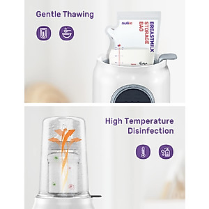 Nuliie Fast Bottle Warmer, 6-in-1 with Larger LCD Display Smart Temperature Control and Automatic Shut-Off, BPA Free Baby Bottle Warmer for Breastmilk or Formula