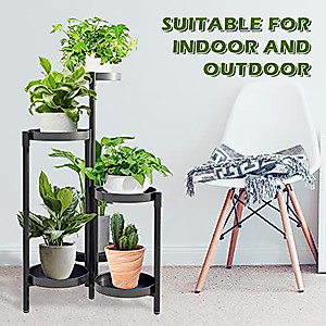 YisanCrafts Plant Stand Metal Indoor Outdoor - 6 Tier Tall Corner Plant Shelf, Vertical Flower Pot Holder Stands for Plants Multiple, Foldable Planter Rack Shelves for Patio, Balcony, Garden, Black