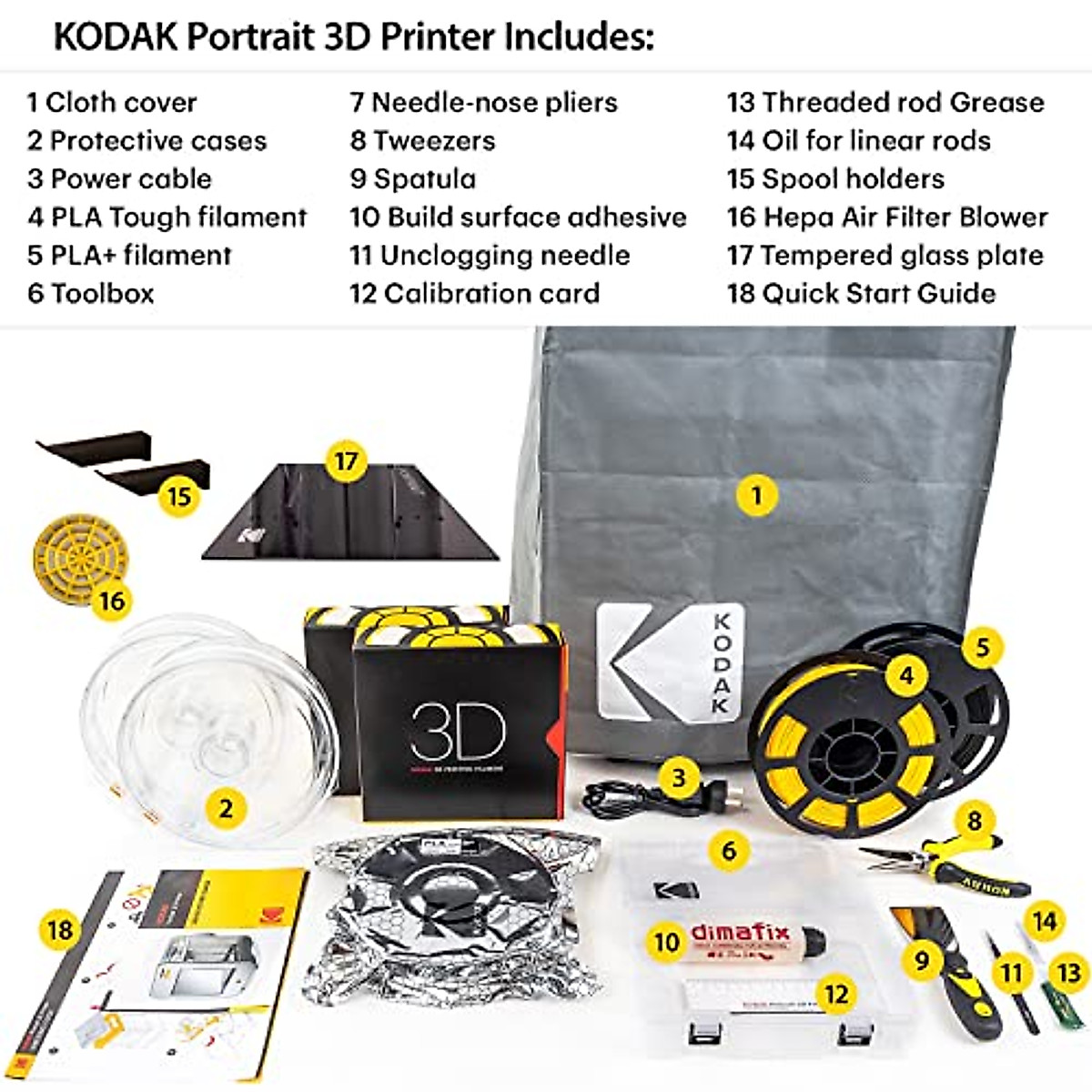 Kodak 3D Printer Portrait, White, 21.1 x 20.7 x 20.7 in