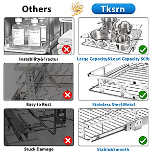 Tksrn Pull Out Cabinet Organizer(14" W x 21" D),Cabinet Drawers Slide Out Shelves for Kitchen,Under Sink Organizer Storage for Cabinet in Home, Pantry, Bathroom（NEED 15" W and 22" D Cabinet）