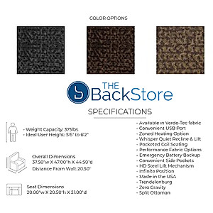 Windermere Burton NM1650 Power Lift Chair Recliner Infinite Position with Trendelenburg by Mega Motion - NutMeg