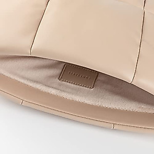 Comfyable Puffy Laptop Carrying Sleeve 13 Inch 14 Inch, Puffer Pillow Case for Women Compatible for MacBook Air M2 M1, MacBook Pro 13 Inch 14 Inch, 13 in 14 in PU Leather Cover, Beige