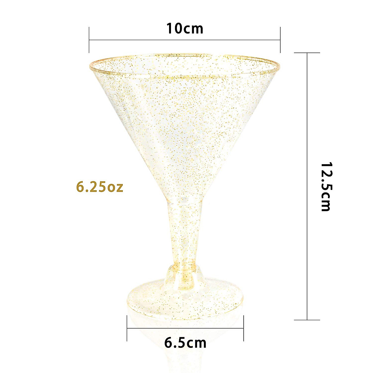 Liacere 24 Pack Gold Plastic Martini Glasses - 6.25oz Disposable Cocktail Glasses - Plastic Margarita Glasses Perfect for Wedding & Party