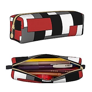 IMPCOKRU Small Pencil Bag Study Pencil Bag Key Pouch,Red Black and Gray Plaid,Stationery Storage Pencil Case for School Office Travel