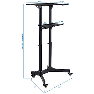Mount-It! Mobile Standing Height Desk, Portable Podium and Rolling Presentation Lectern, Laptop Stand Up Desk with Caster Wheels (MI-7971)