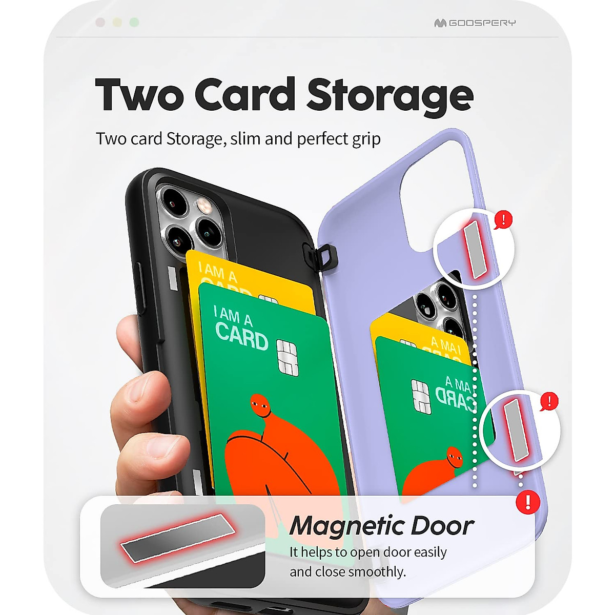 GOOSPERY iPhone 11 Pro Wallet Case with Card Holder, Protective Dual Layer Bumper Phone Case (Lilac Purple)