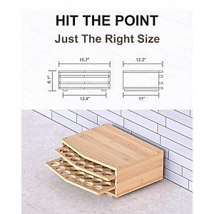 WELL WENG for Keurig Coffee Pod Holder Drawer (KK270) - Premium Bamboo, Compatible with K-Cups, 70 Pod Pack Capacity Rack, 2-Tier Holder & Storage - Natural Bamboo