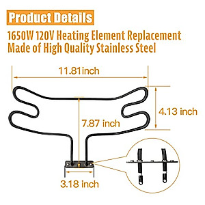 Heating Element Replacement Parts Compatible with Pitboss Electric Smoker Accessories, Fit for PB 2 Series 3 Series Analog Electric Vertical Smoker and Digital Vertical Smoker, 1650W 120V