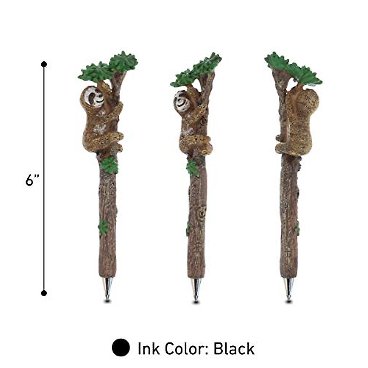 Planet Pens Sloth Novelty Pen - Cute Funny Pens for Kids, Teens and Adults, Fun Cool Ball Point Pen for School Writing and Unique Office Supplies, Cute Sloth Pen Gift for Men and Women - 6 Inches