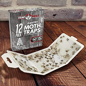 12 Pack Pantry Moth Traps - Safe and Effective for Food and Cupboard - Glue Traps with Pheromones for Pantry Moths - Trap a Pest