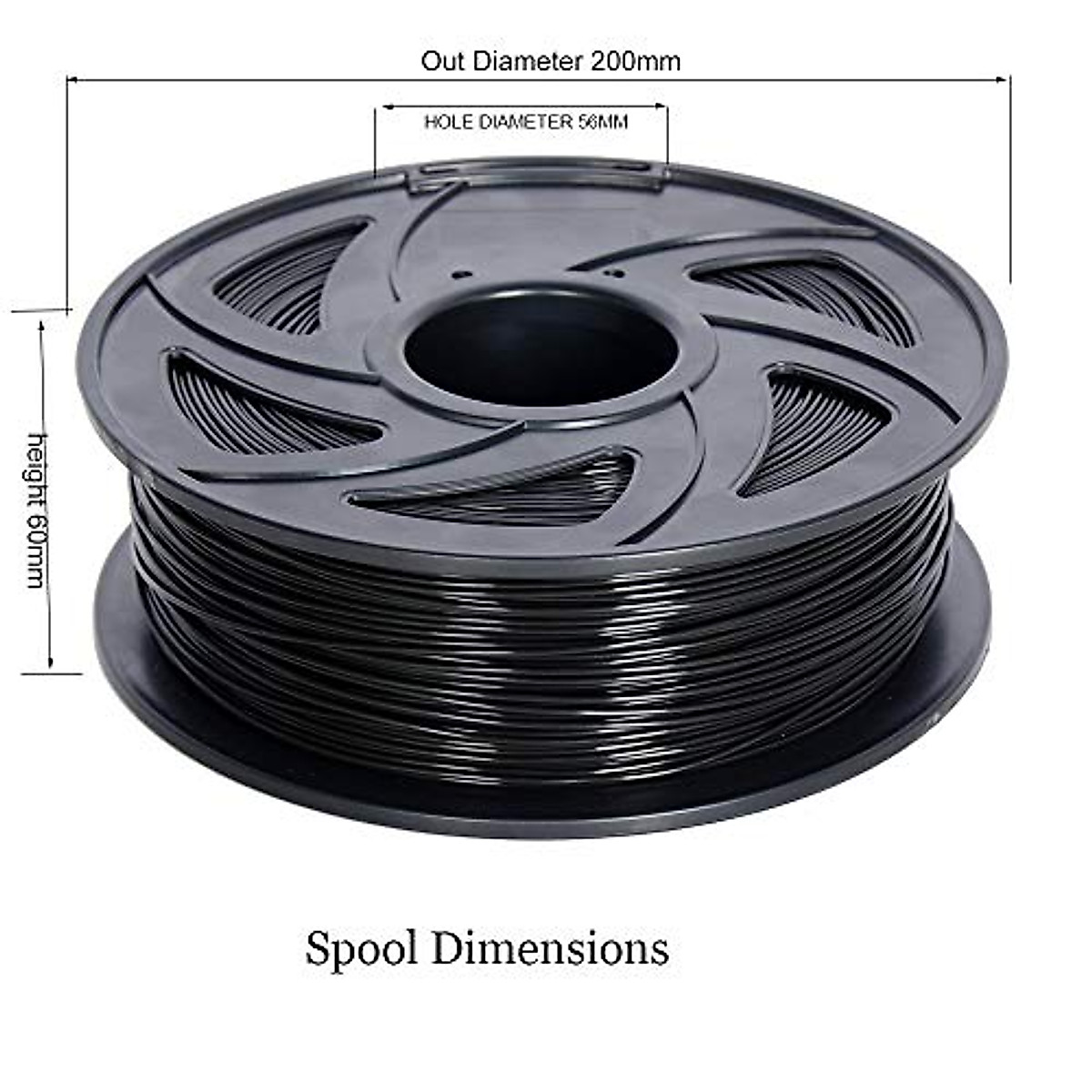 LEE FUNG ABS 3D Printer Filament 1.75mm,1kg (2.2lbs) Spool, Dimensional Accuracy +/- 0.05 mm Black