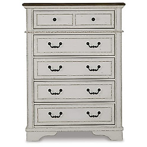 Signature Design by Ashley Brollyn Traditional 5 Drawer Chest, White & Light Brown