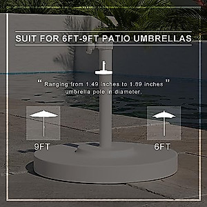California Umbrella 50 lbs. Round Concrete Weighted Powdercoated Steel Umbrella Base, White Frame