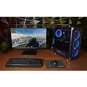 ViprTech Pro Gaming PC Desktop Computer - Intel Core i5 (3.8GHz), GTX 1050 2GB, 8GB RAM, 1TB, WiFi, RGB Lighting, Windows 10 Pro, Streaming, Editing, Warranty