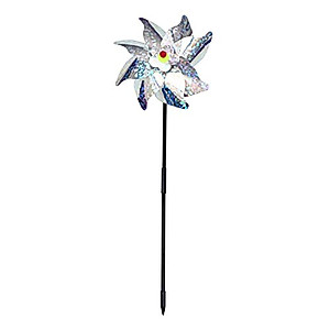 Happyyami 2 Sets Reflective Pinwheels Birds Deterrent Bird Repellent Devices with Bird Repellent Pinwheels Effective Reflection Silver Spinner for Yard Patio Garden Farm (Silver)