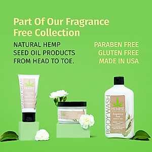 HEMPZ Sugar Body Scrub - Fragrance Free - All Natural Exfoliating Shea Butter, Sugar, and Salt - For Women, Men, and Teens - 7.3 fl oz