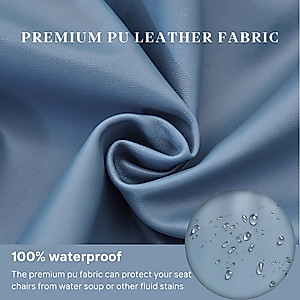 SearchI Waterproof PU Leather Seat Covers for Dining Chairs, 4 Pack Stretch Dining Room Chair Seat Covers, Kitchen Chair Seat Covers Protectors (Blue)