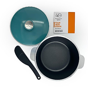 Essen 4524 Aqua Dutch Oven - Contemporary Line - Cast Aluminum with Nova Trimium Nonstick Coating - Ideal for 4-5 Servings - Even and Healthy Cooking - Argentinian brand Essen now in the United States. (Aqua)