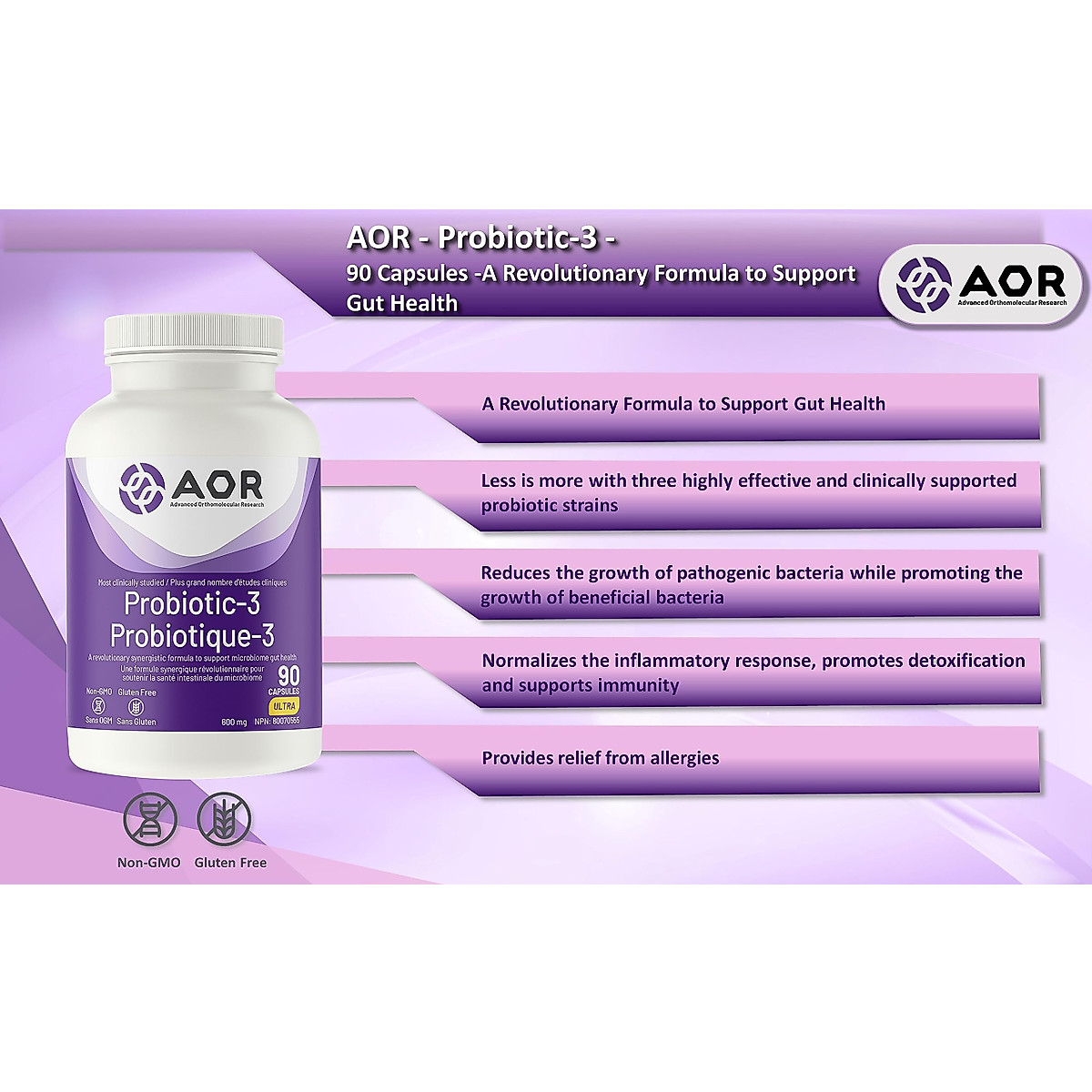 AOR - Probiotic-3 90 Capsules - A Revolutionary Formula to Support Gut Health