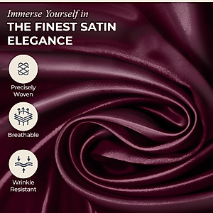 DECOLURE Satin Sheets Full Set 6pcs - Genuine and Luxurious Silk Touch Satin Sheets Full w/Deep Pocket - Elegant All-Season Silky Soft Full Size Bed Sheets - Comfy Satin Sheets Full Set (Rosewood)