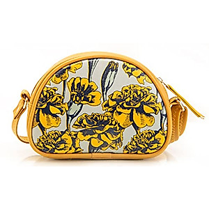 Sacci Mucci Women's Rainbow Sling Bag, Handmade Bags for Females - Vegan Leather and Canvas Fabric, Lightweight and Durable, floral Print, Mustard marigold, M