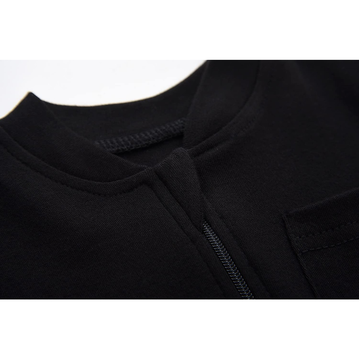 HahaNice Baby 2 Way Zipper Girls Boys 100% Cotton Footed Sleep and Play with Mitten Cuffs Black&Red 3 Months