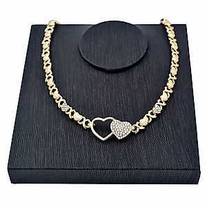 Giffor Jewelry Suit 14K Filled Gold Necklaces,Women Earrings With Bracelets Rings Necklaces Gifts