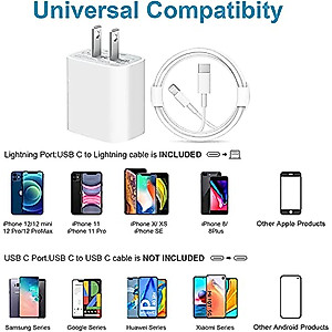 iPhone 14 13 12 11 Fast Charger [Apple MFi Certified] 20W PD Type C Power Wall Charger with 6FT Charging Cable Compatible iPhone 14/14 Max/14 Pro/13/13 Pro Max/12/12 Pro/12 Pro Max/11/11 Pro iPad
