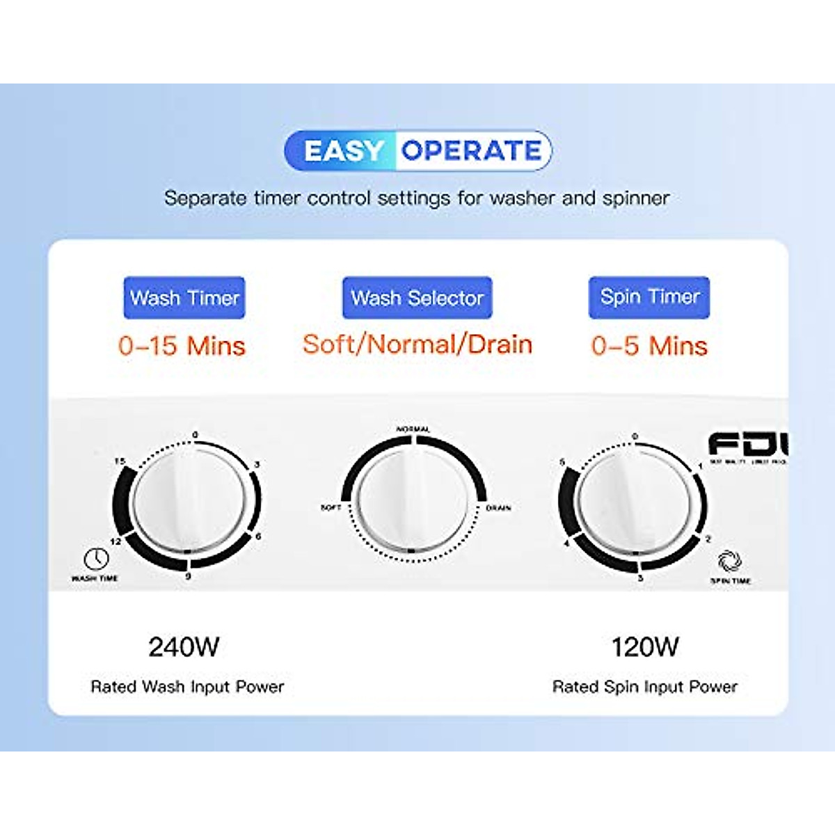 Hudada Twin Tub Washing Machine Portable Mini Compact Washer and Spin Dryer Combo, 10Lbs & 7Lbs Spinning, Small Laundry with Inlet Drain Hose for Apartment Dorm RV Home, White