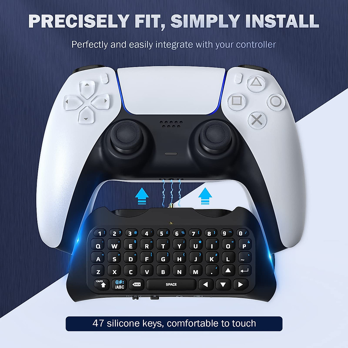 MoKo Keyboard for PS5 Controller, PS5 Bluetooth Wireless Mini Keyboard Chatpad for PlayStation 5 Controller, Game Keypad Built-in Speaker with 3.5mm Audio Jack for Messaging and Game Live Chat, Black
