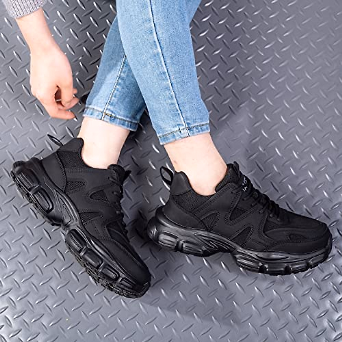 SYLPHID Steel Toe Shoes for Women, Womens Steel Toe Sneakers, Women’s Safety Work Shoe Breathable Lightweight, Slip Resistant