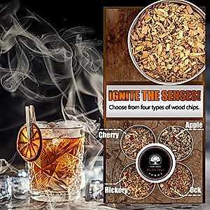 Cocktail Smoker Kit- Old Fashioned Smoker with Oak, Cherry, Apple and Pecan Wood Chips, Drink Smoker Infuser for Bourbon Whiskey Cocktail (walnut)