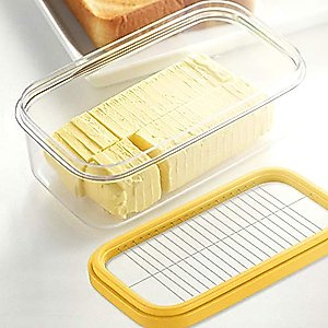Donfafecuer Butter Slicer Cutter Stainless Steel, Butter Dish Container with Lid, Refrigerator Suitable for Easy Cutting of Two 7oz Butter Sticks