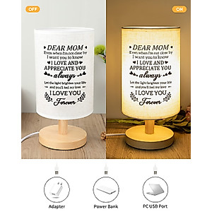 Calibron Gifts for Mom from Daughter Son, Mom Birthday Gifts Fabric Lamp, Birthday Gifts for Mom Table Lamp with Wooden Stand Unique Mom Gifts
