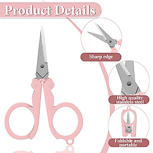 2Pcs Mini Folding Badge Reel Scissors Stainless Steel Scissors with Safety Cap Scissors Travel Scissors Mini Shear Tiny Cutter for Cutting Scrapbooking Crafting Sewing Home and Travel Use