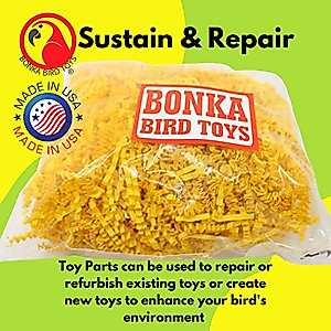 Bonka Bird Toys Colored Crinkle Shred Paper Chew Forage Nesting Natural Multi-Use Craft Part Projects Cockatiels Parakeets Conures Amazons and Other Similar Birds (Yellow)