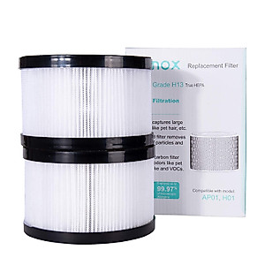 Himox AP01 Compact Air Purifiers for home and 2 Pack Genuine Replacement H13 True HEPA Medical Grade Flitration Filter 100% Ozone Free