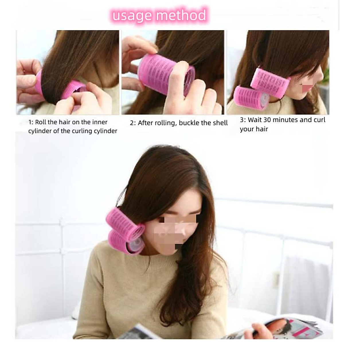 Plastic Hair Rollers Curlers Bangs Self-Adhesive Hair Volume Hair Curling Styling Tools Magic Women DIY Makeup Tools Pink