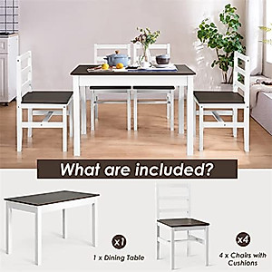 MFCHY 5 Piece Cutlery Set Solid Wood Compact Kitchen Dining Table and 4 Chairs Furniture