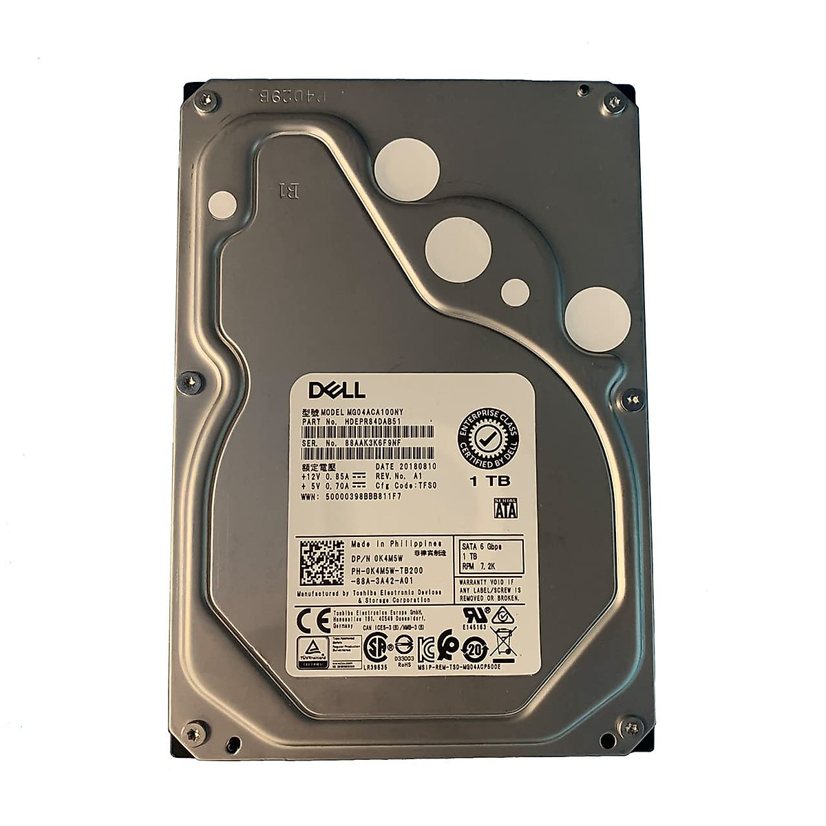 Dell Toshiba 3.5" 1 TB 7.2K SATA HDD - K4M5W / MG04ACA100NY (Renewed)