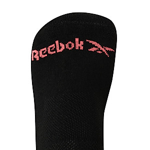 Reebok Women's Athletic Socks - Performance Cushioned Low Cut Socks (6 Pack), Size 4-10, Black Logo