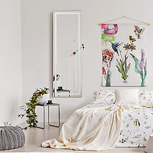 Giantex Jewelry Cabinet Armoire Door Wall Mount, 47.2in Lockable Touch Screen Lighted Full Length Mirror, 3 Lighting Settings, Inside Makeup Mirror, Jewelry Storage Box Organizer (Grayish White)