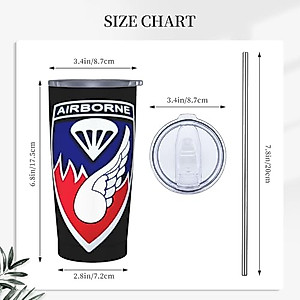 DEUASS 187th Infantry Regiment Insignia 20oz Tumbler With Lid And Straw Stainless Steel Vacuum Insulated Coffee Travel Mug Thermal Cup For Outdoor