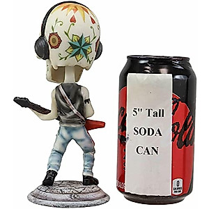 Ebros Gift Day of The Dead Skeleton Rock Band Guitar Player Guitarist with Headphones Bobblehead Statue 6.5" Tall Dias De Muertos Sugar Skull Bobble Head Musician Figurine