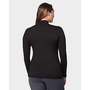 32 Degrees Women's Lightweight Baselayer Mock Top | Long Sleeve | Form Fitting | 4-Way Stretch | Thermal, Black, Large