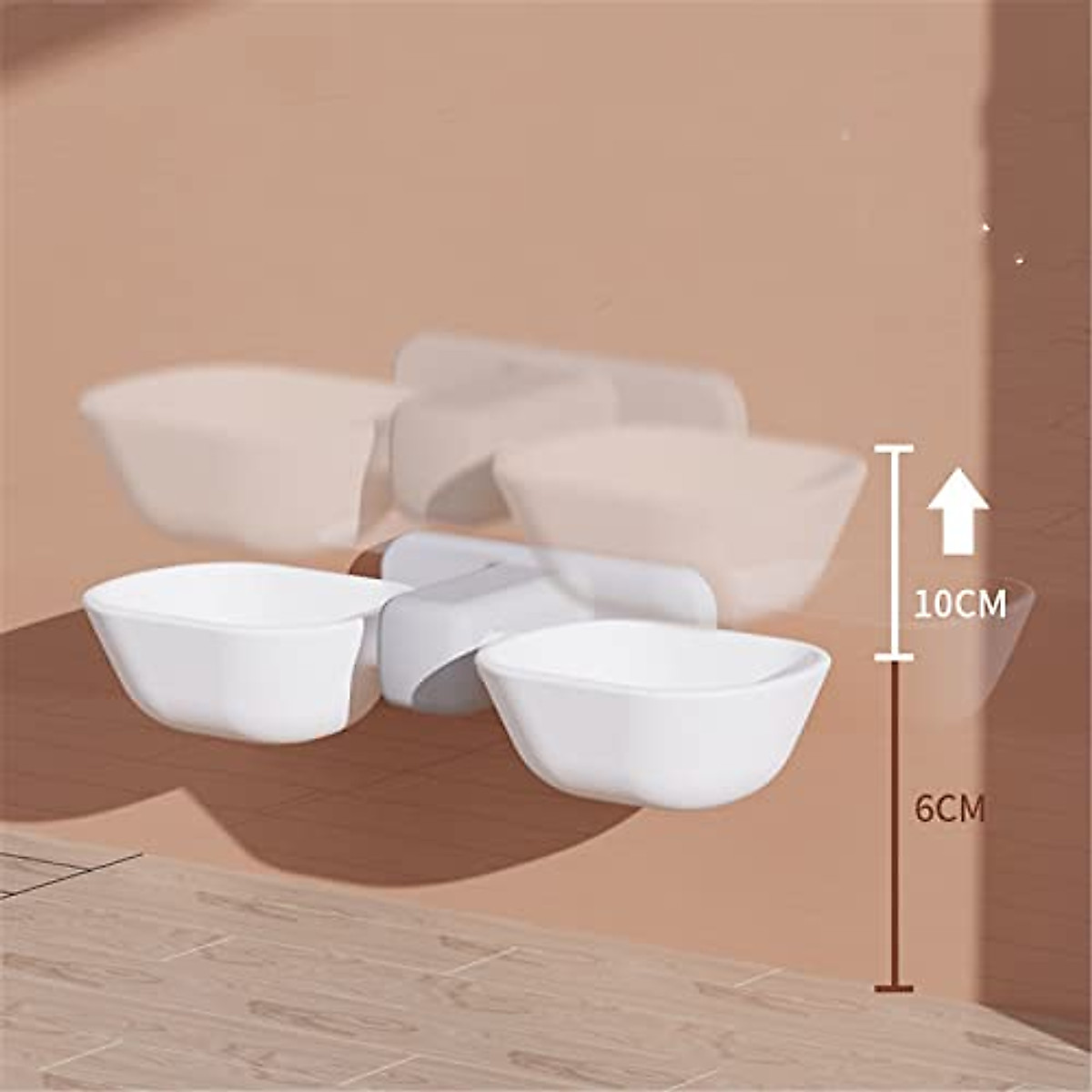 KBIKO-zxl defdong Hangable Bowl cat Bowl Fixed Food Bowl Sucker cat Food Bowl Hanging pet Bowl Anti-overturning Wall-Mounted Double Bowl（2PCS Sucker）, White