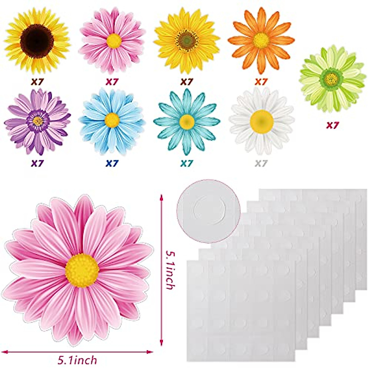 63 Pieces Sun Flower Cutouts Creative Springtime Flowers Wall Decals Bulletin Board Set Paper Flowers Decorations for Wall Summer Bulletin Board Decorations for Classroom School Birthday Party